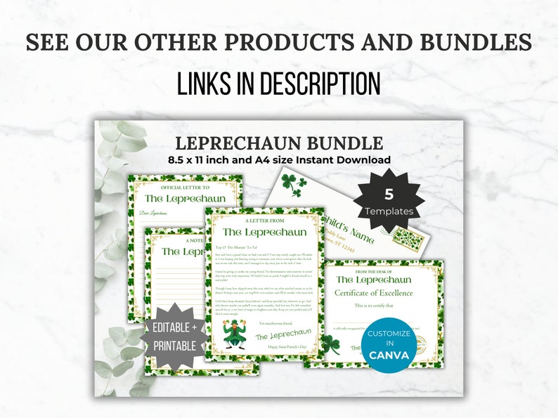 Customizable St Patricks Day Letter Leprechaun Trap Certificate ...
