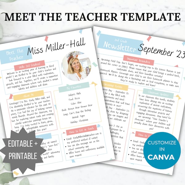 Meet the Teacher Template - Etsy