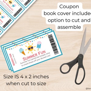 Summer Activities Coupon Book for Kids Birthday Gift Voucher Printable ...