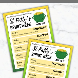 St Patrick Spirit Week Flyer Printable Office Spirit Flyer Template St ...