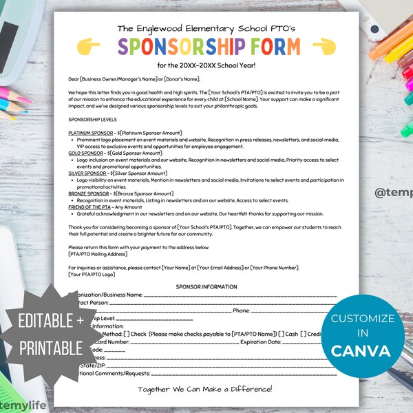 Sponsorship Template - Etsy