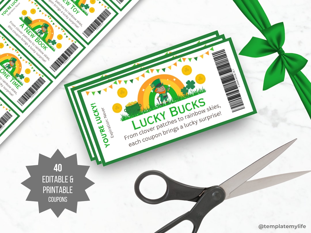 St Patrick Day Kid Coupon Book Gift From Leprechaun Trap Award Coupon ...