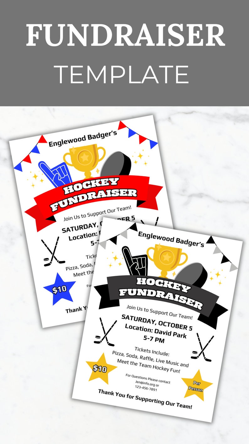 Editable Hockey Fundraiser Flyer Template Club Hockey Team - Etsy Canada