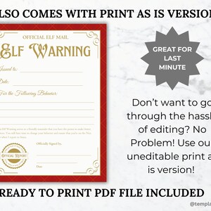 Letter From Elf Printable Christmas Tradition Elf Warning Letter North ...