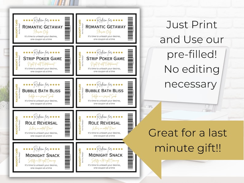 Naughty Coupon Book Printable Adult Coupons Intimate Gift for Husband ...