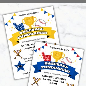 Editable Baseball Fundraiser Flyer Template School Baseball Team ...