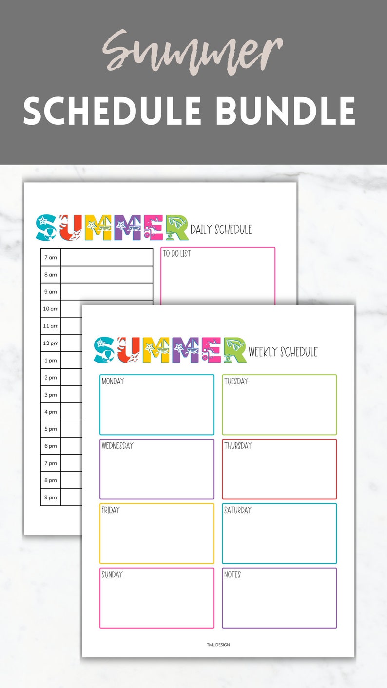 Editable Summer Schedule Kids Calendar Printable 2023 Kids - Etsy