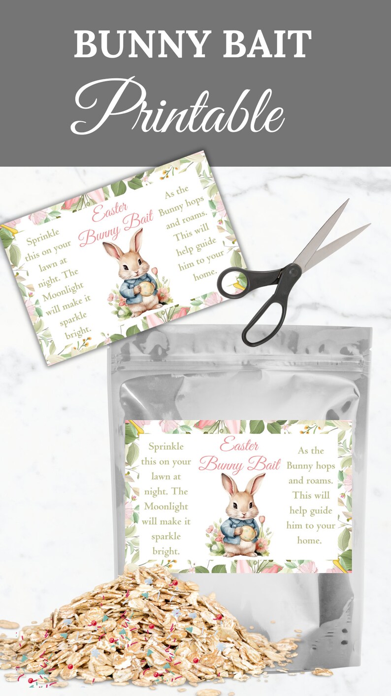 Easter Bunny Bait Tag Printable Easter Bunny Treat Bag Easter Activity ...