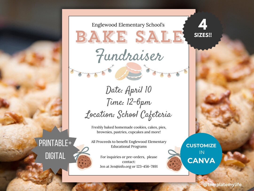 Editable Bake Sale Flyer Template Spring Bake Sale Event Printable ...