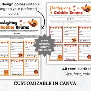 Thanksgiving Gobble Gram Flyer PTO Template Turkey Gram Printable ...