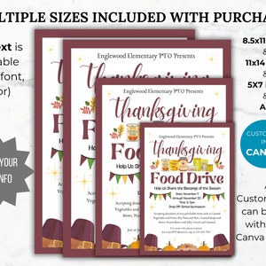 Fall Food Drive Flyer Template Library Donation Sign Editable Food ...