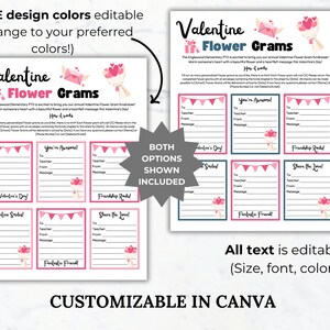 Valentine Flower Gram Flyer PTO Template Valentines Day Gram Printable ...