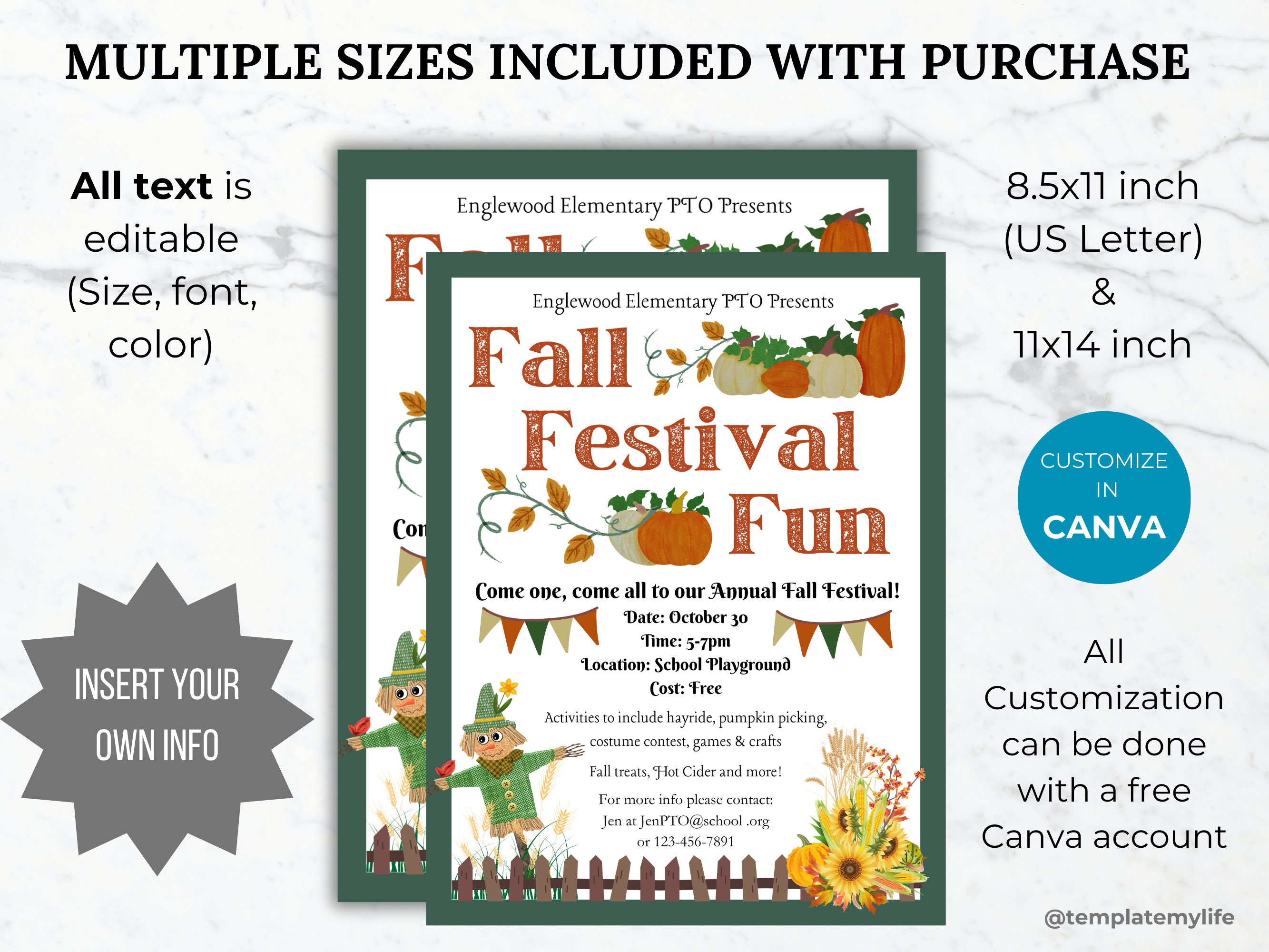 Fall Fundraiser Flyer Editable Template Bundle Bake Sale Printable ...