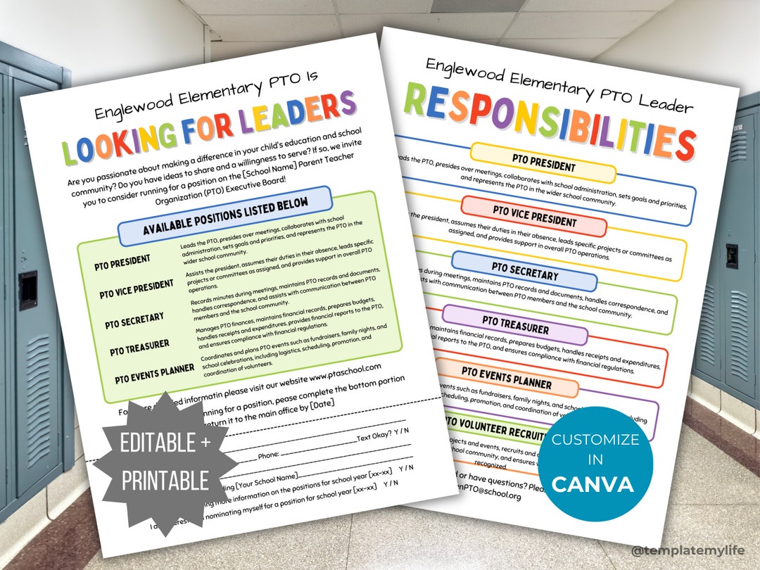 PTO Board Member Flyer PTA Officer Description Template PTO Election ...