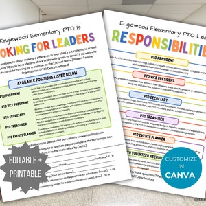 PTO Board Member Flyer PTA Officer Description Template PTO Election ...