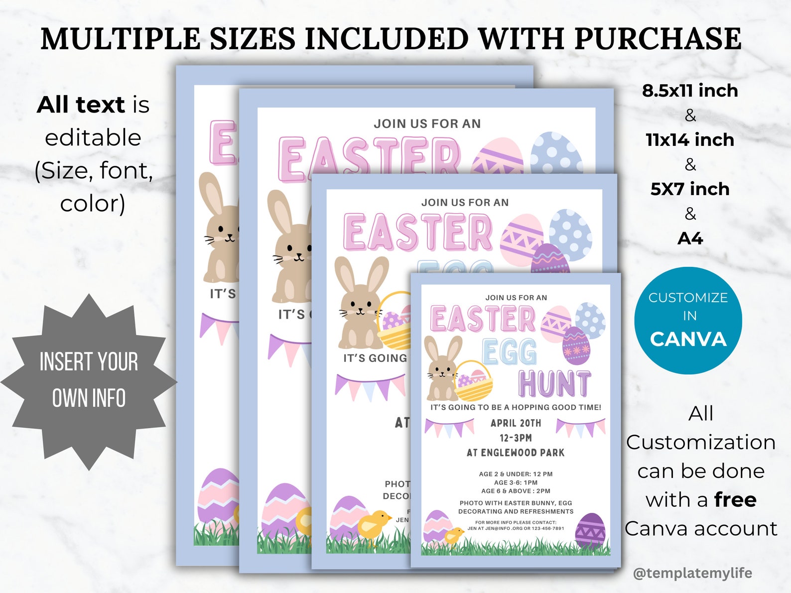 Easter Egg Hunt Flyer Template Pto Easter Fundraising Flyer School ...