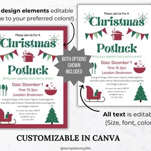 Christmas Potluck Invitation Template Holiday Dinner Party Invite Flyer ...