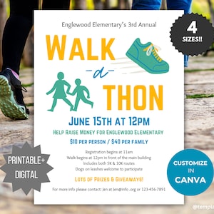 Walkathon Fundraiser Flyer Editable Marathon Fundraiser Invite ...