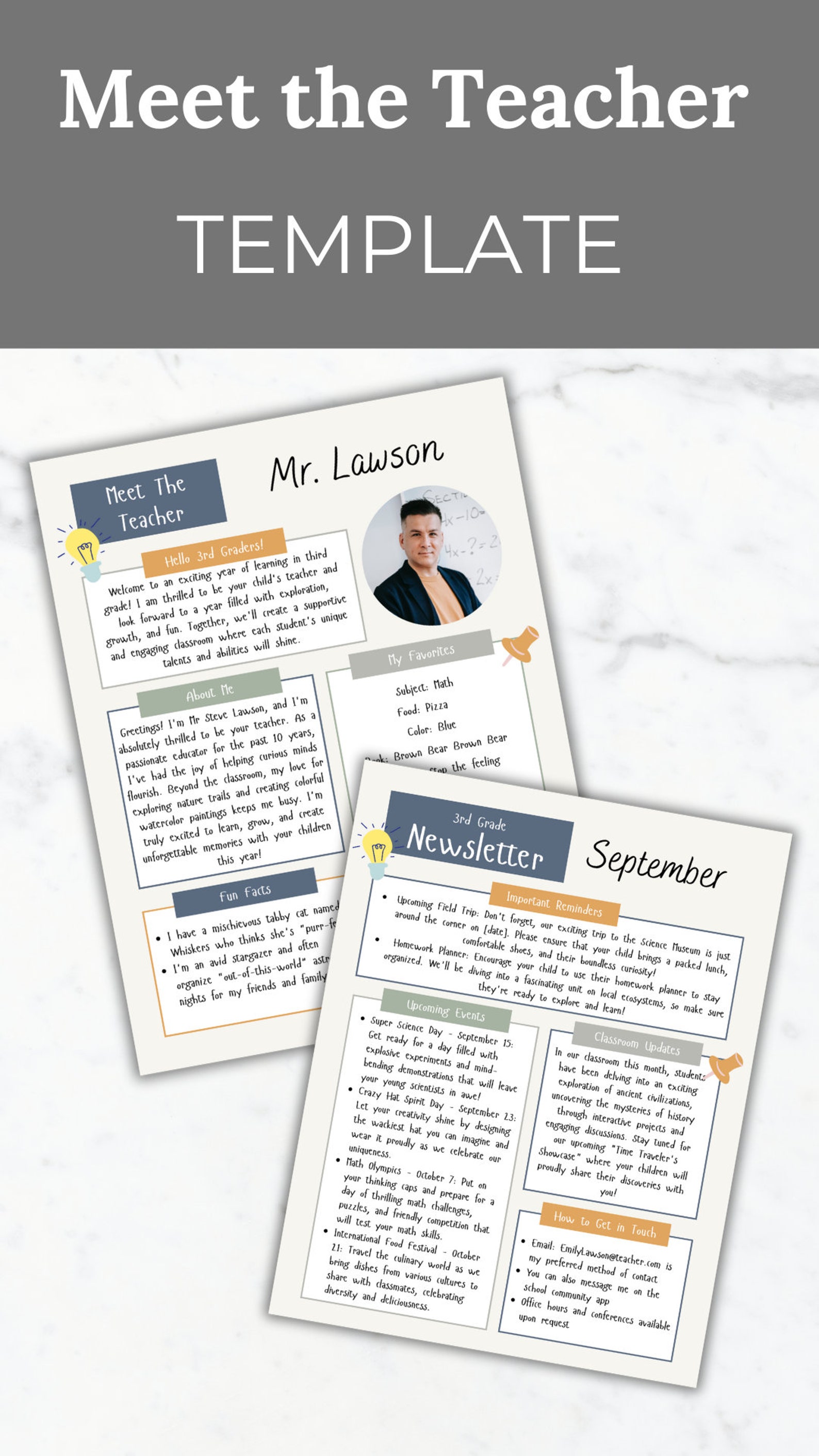 Meet the Teacher Editable Canva Template Class Newsletter - Etsy