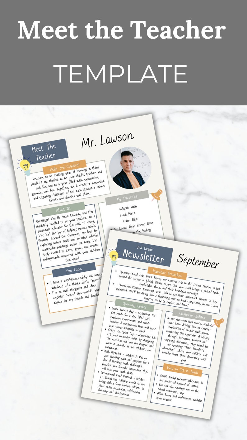 Meet the Teacher Editable Canva Template Class Newsletter - Etsy
