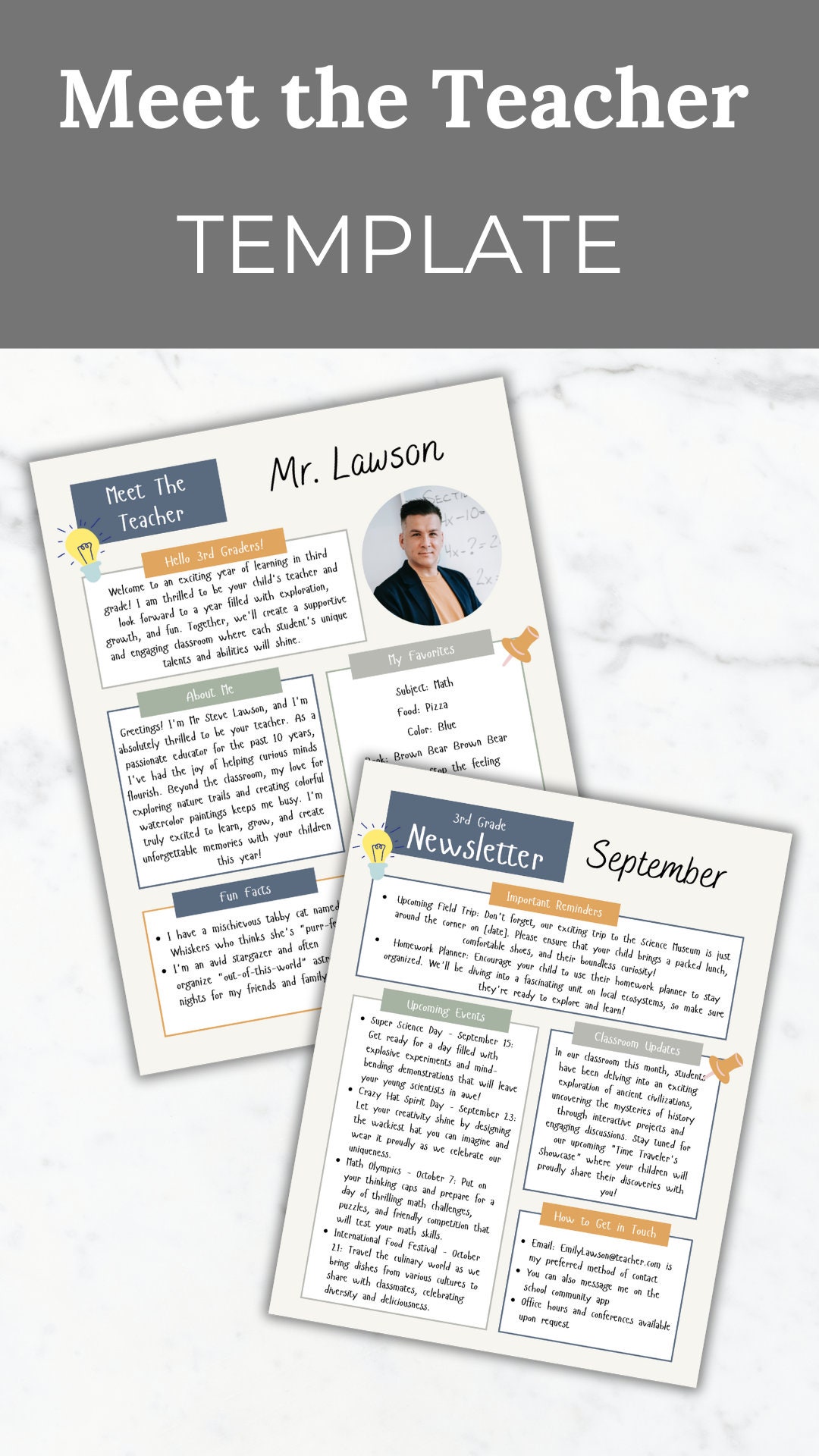 Meet the Teacher Editable Canva Template Class Newsletter - Etsy