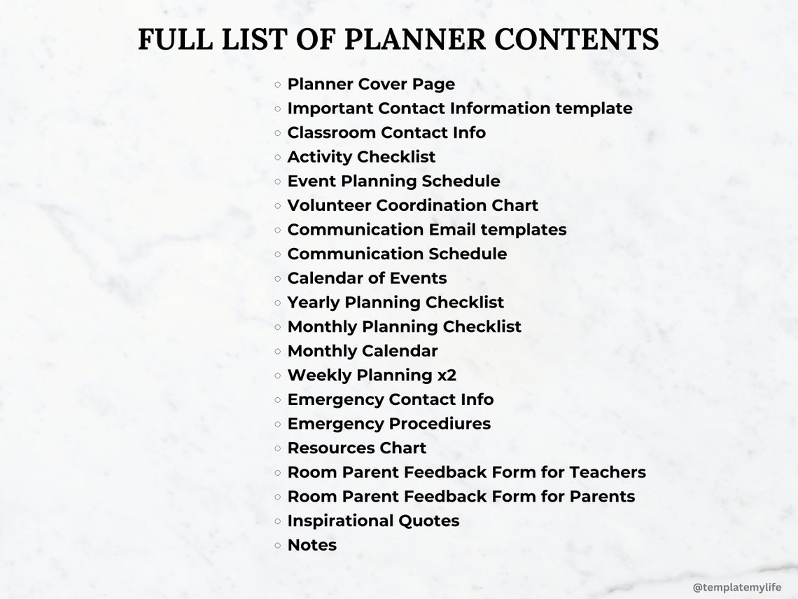 Classroom Parent Planner Printable PTO Room Parent Binder Template PTA ...