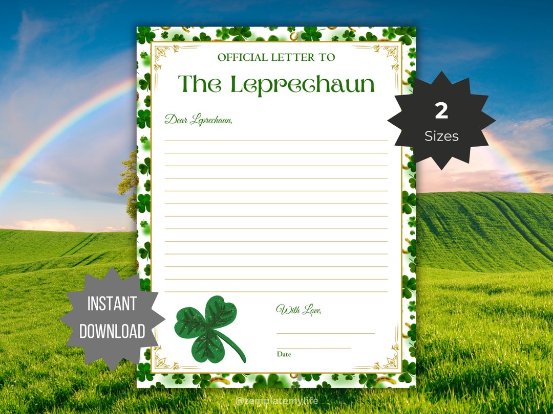Letter to Leprechaun Gift for Kid Printable Activity for St Patricks ...
