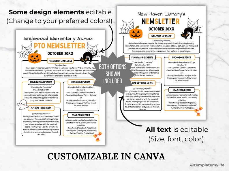 Halloween Newsletter Flyer Printable Community Fall Newsletter Editable ...