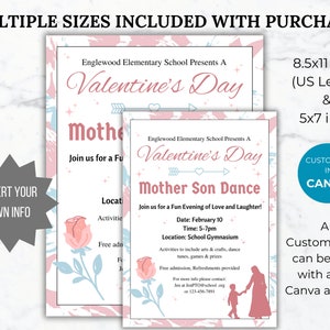 Mother Son Dance Flyer Template PTO Valentine School Dance Invite ...
