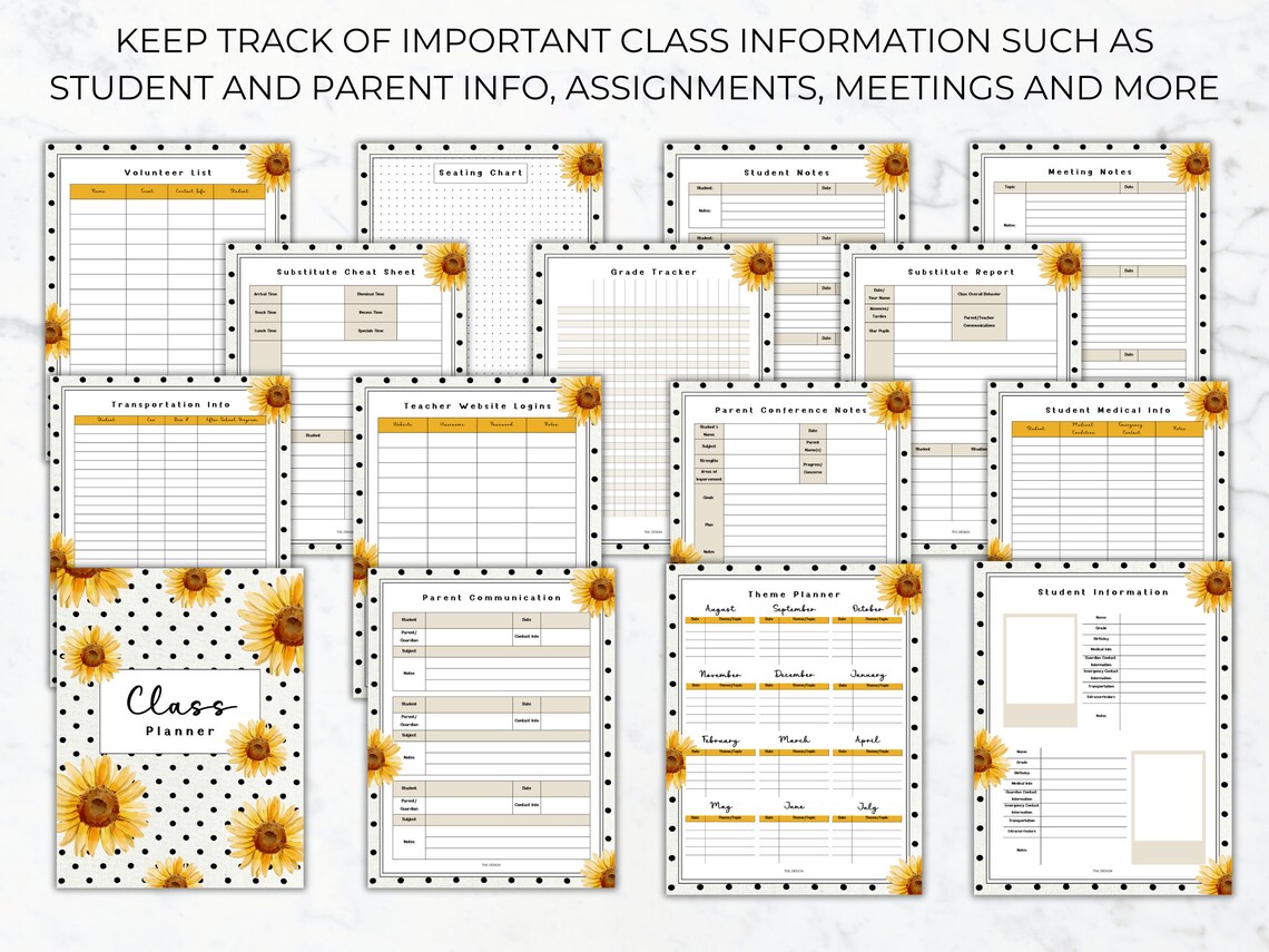 Class Planner Printable Teacher Organization Planner Classroom Binder ...