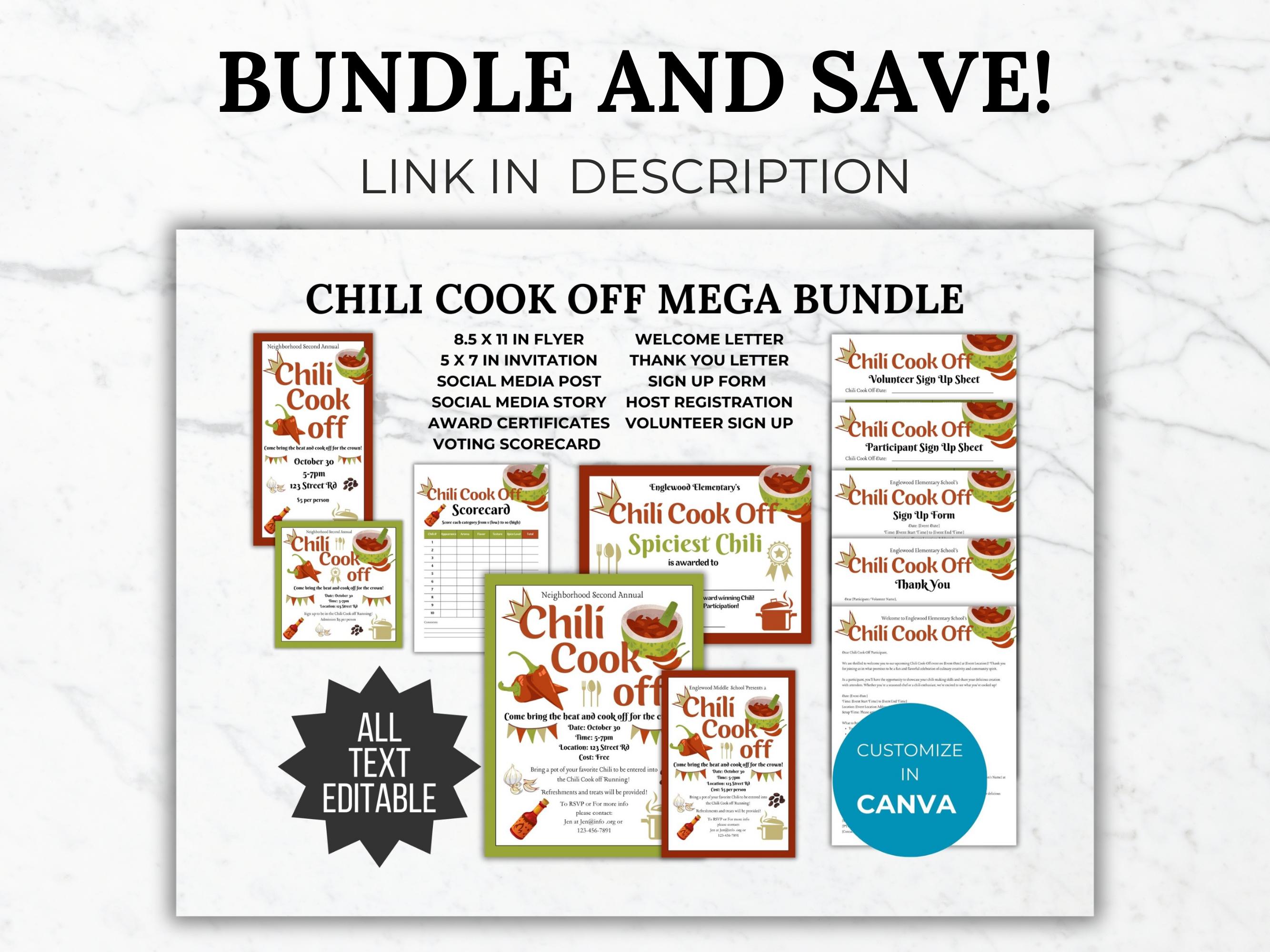 Chili Cook off Flyer Template PTO Volunteer Sign up Sheet Fall Cook-off ...