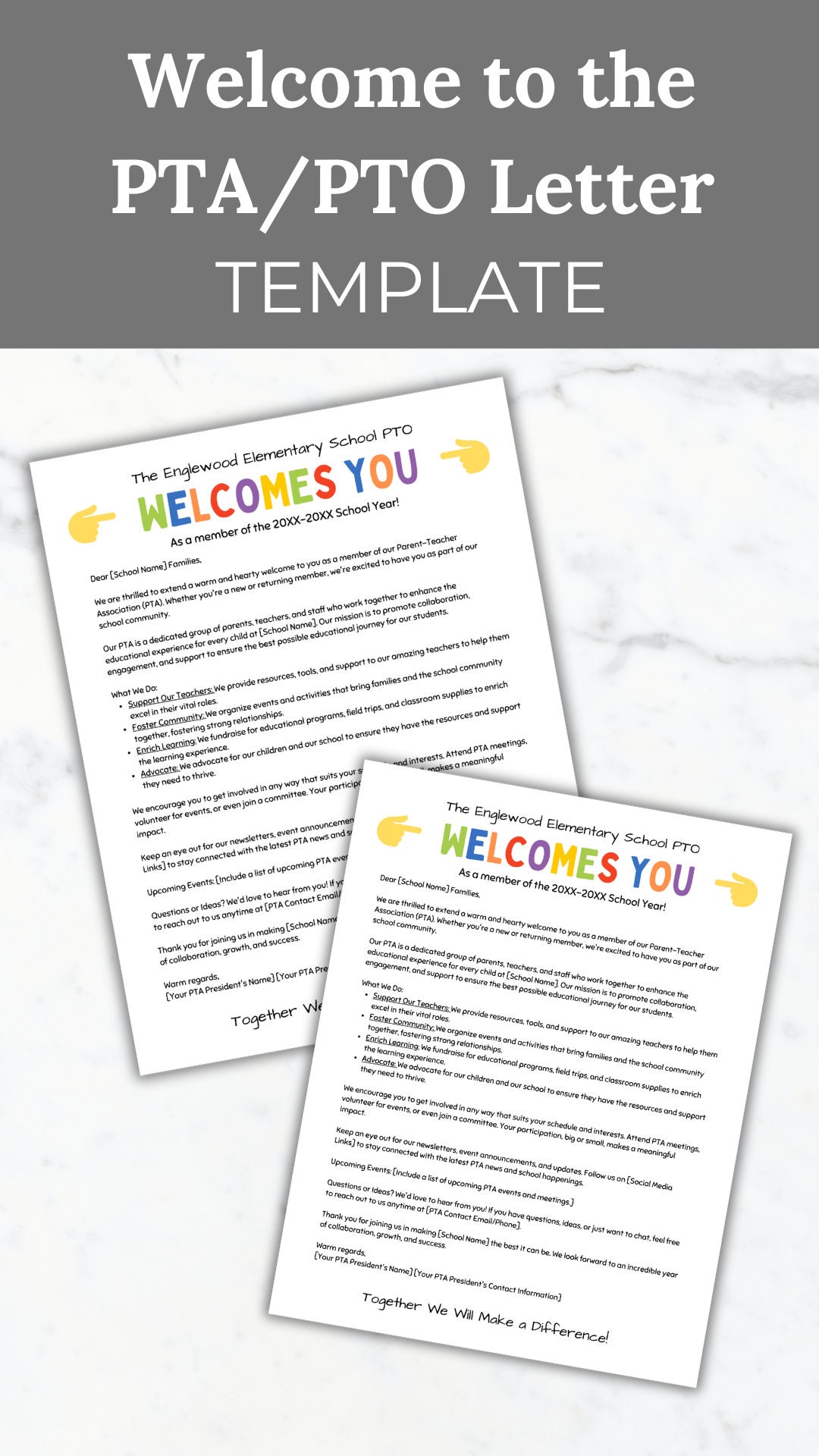 Welcome to the PTA Letter Template PTO Welcome Letter to Parents ...