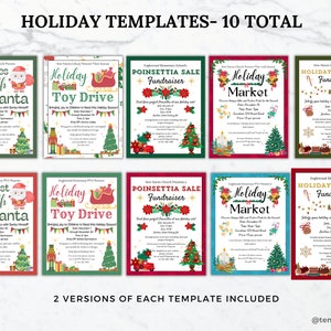 Holiday Fundraiser Flyer Editable Template Bundle Toy Drive Printable ...