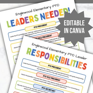 PTA Board Member Flyer PTO Officer Description Template PTA Leader ...