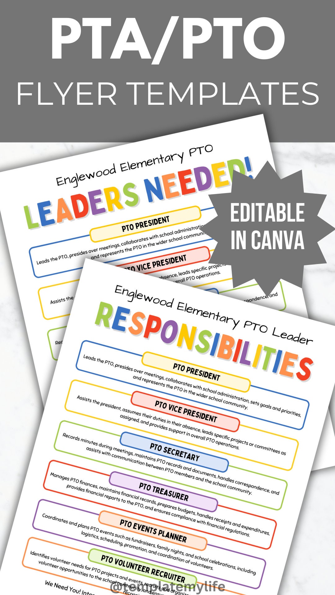 PTA Board Member Flyer PTO Officer Description Template PTA Leader ...