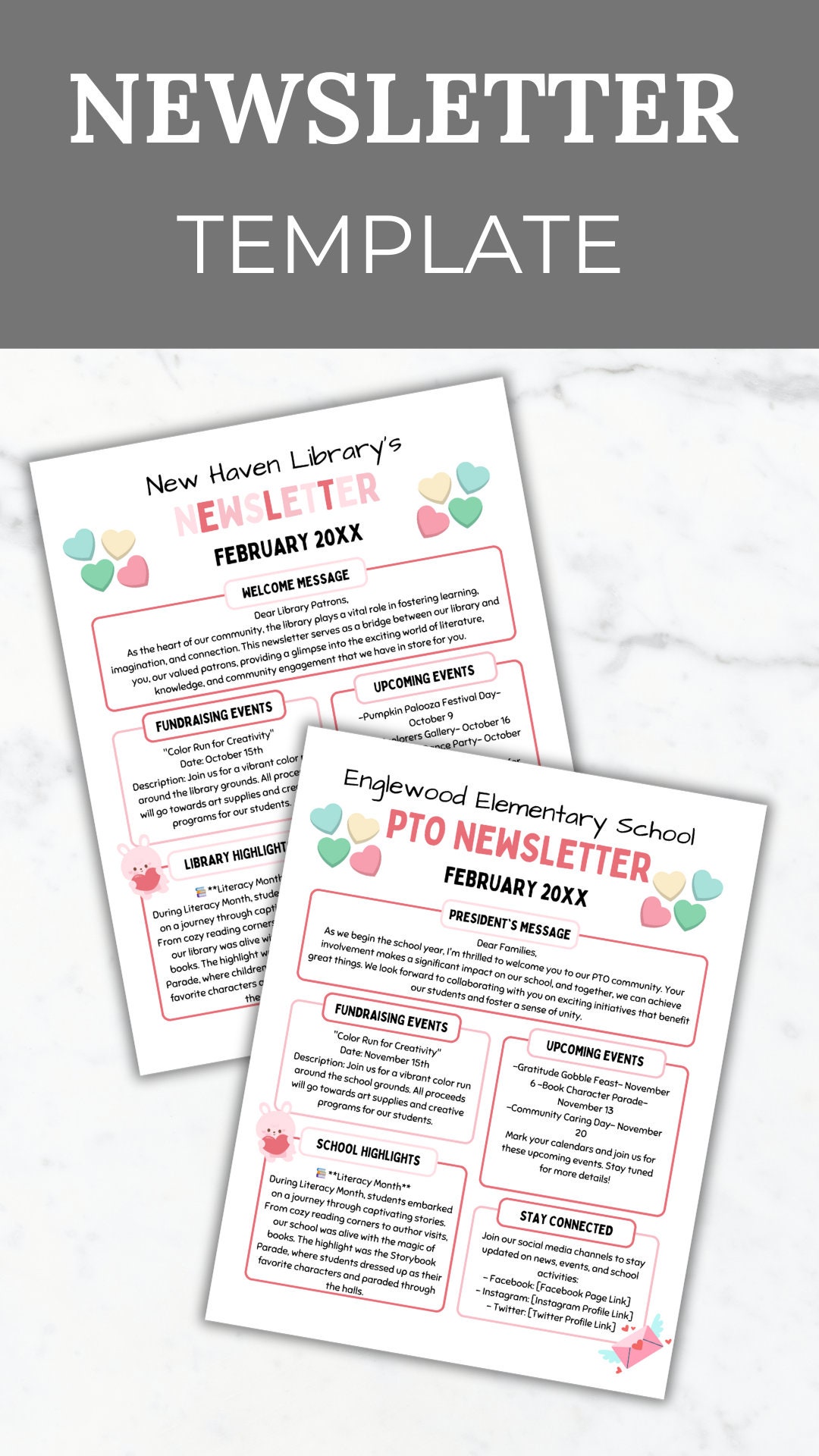 February PTA Newsletter Flyer Printable PTO School Newsletter Flyer ...