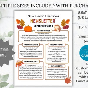 Fall Newsletter Flyer Printable Community Newsletter Flyer Editable ...