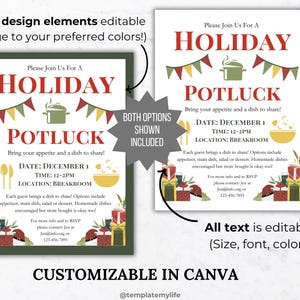 Christmas Potluck Invite Template Potluck Sign up Sheet Winter Party ...