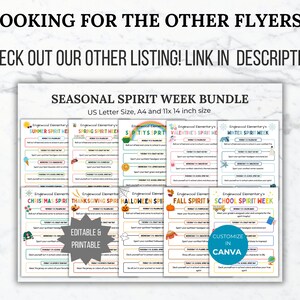 Thanksgiving Spirit Week Flyer Printable School Spirit Flyer Editable ...