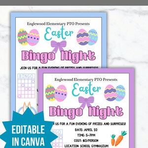 Easter Bingo Night Flyer PTO Template School Fundraiser Flyer Event ...