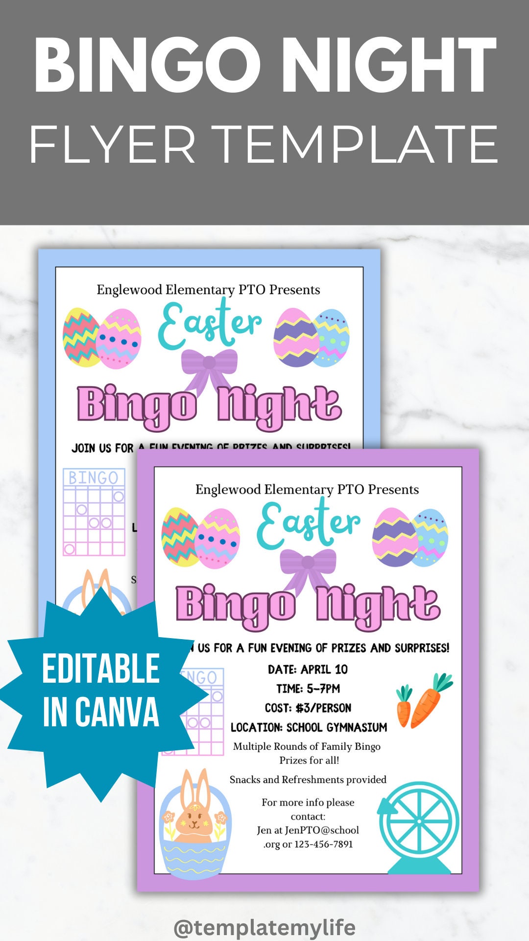 Easter Bingo Night Flyer PTO Template School Fundraiser Flyer Event ...