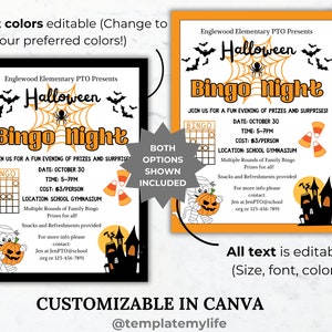 Halloween Bingo Night Flyer PTO Template School Fundraiser Flyer Event ...