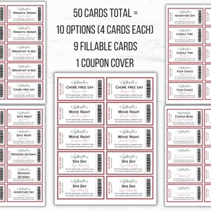 Coupon Book for Her Anniversary Printable Gift Editable Love Coupons ...