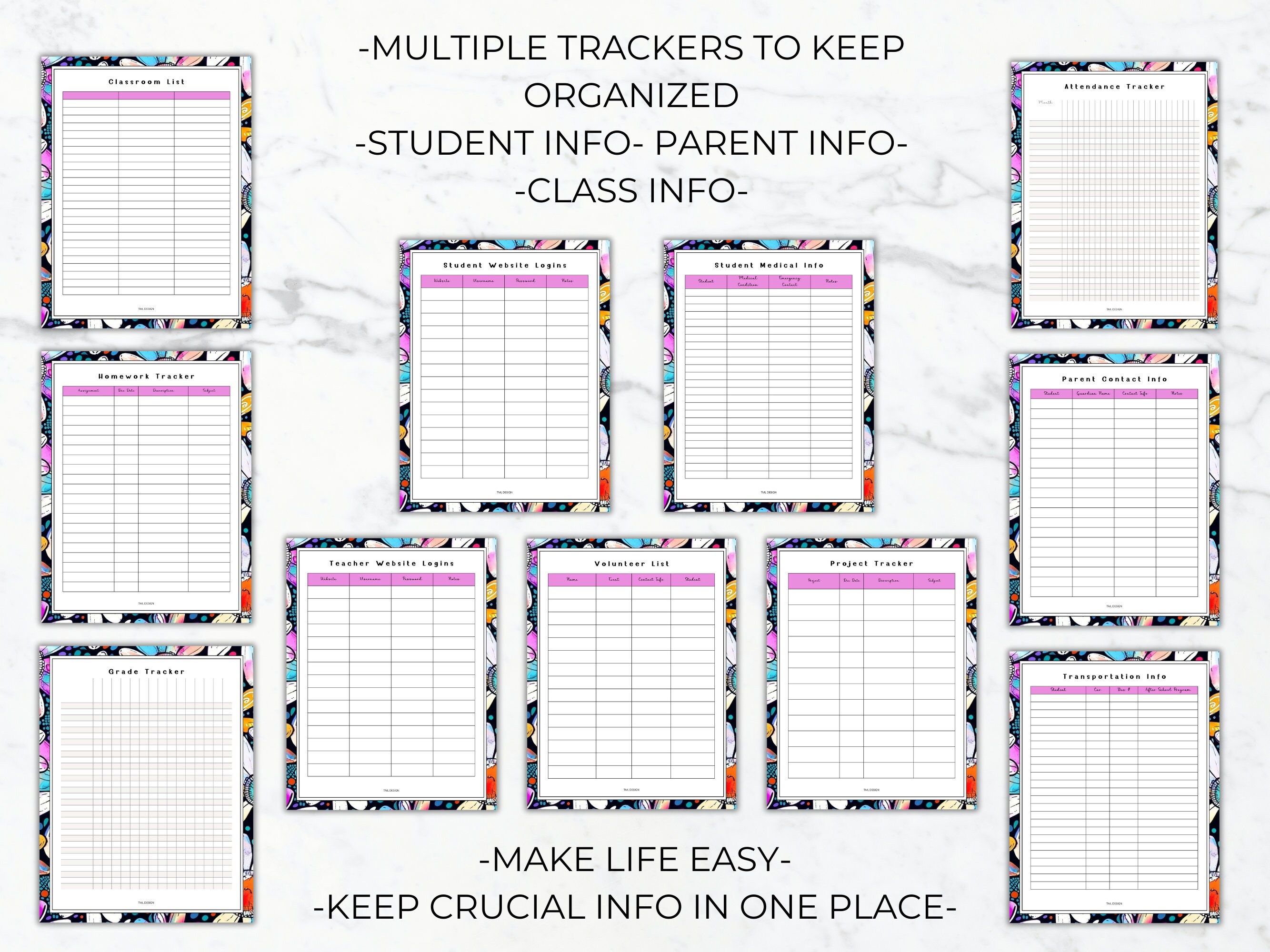 Class Planner Printable Teacher Organization Planner Classroom Binder ...