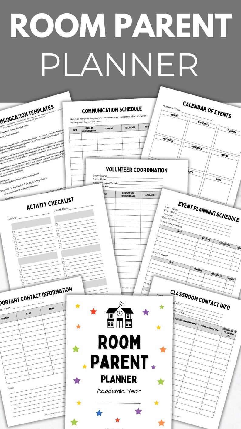 Classroom Parent Planner Printable PTO Room Parent Binder Template PTA ...