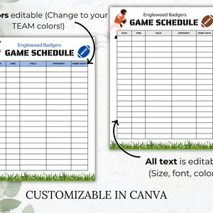 Football Game and Snack Schedule Template Bundle Football Snack Sign up ...