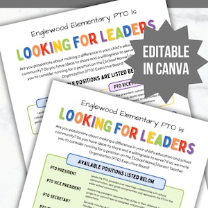 PTA PTO Board Member Recruitment Flyer PTA Election Nomination Form Pto ...