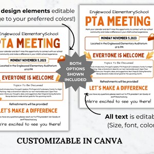 Thanksgiving PTA Meeting Flyer Printable PTO Fall Meeting Flyer ...