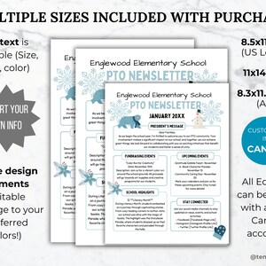 PTA Winter Newsletter Flyer Printable PTO School Newsletter Flyer ...