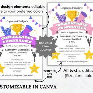 Editable Cheerleader Fundraiser Flyer Template School Cheer Squad ...